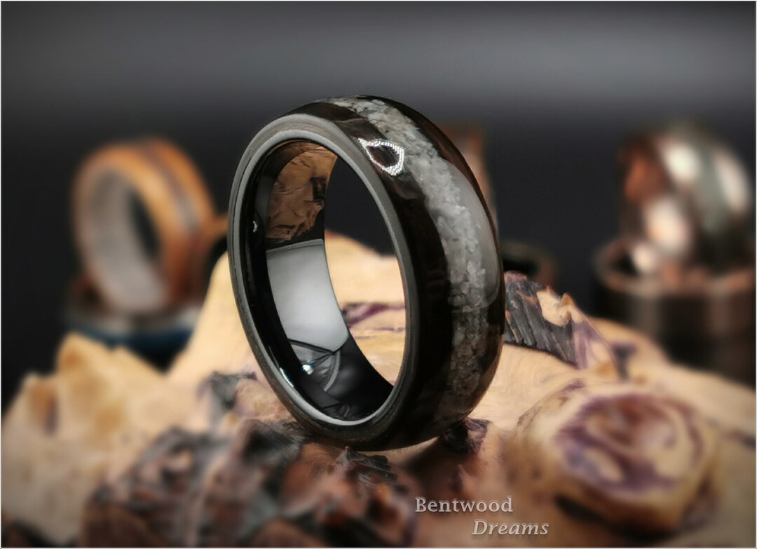 Bentwood Ring: Smoked Eucalyptus, Inlaid Yooperlite, Polished Black ...