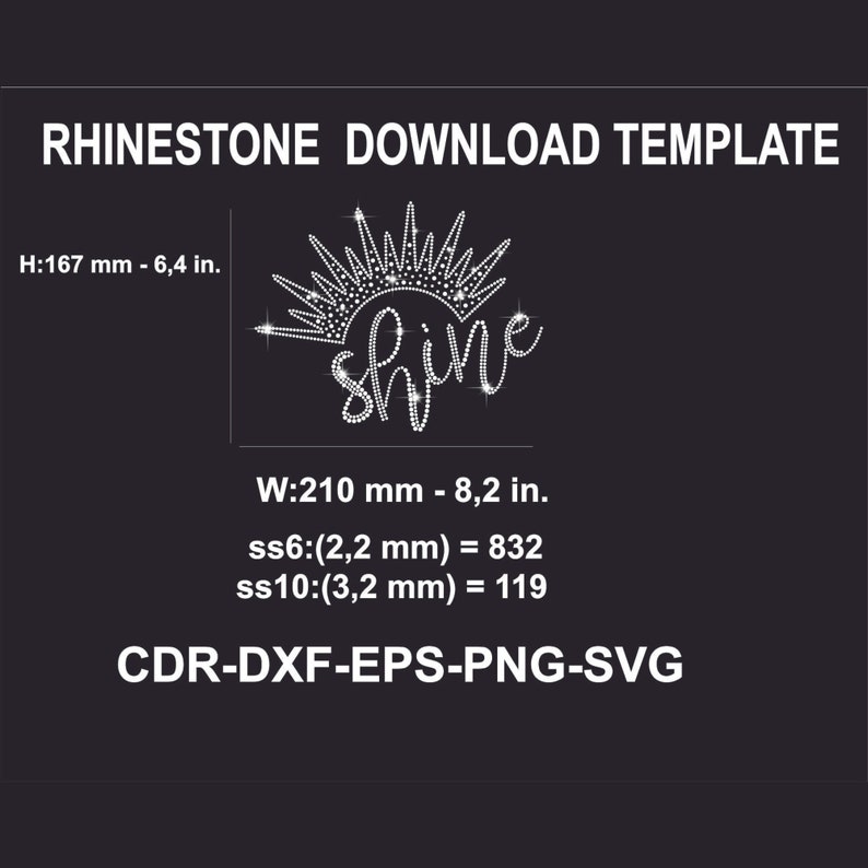 Shine Rhinestone Tamplate SVG File Instant Download, Shine Rhinestone ...