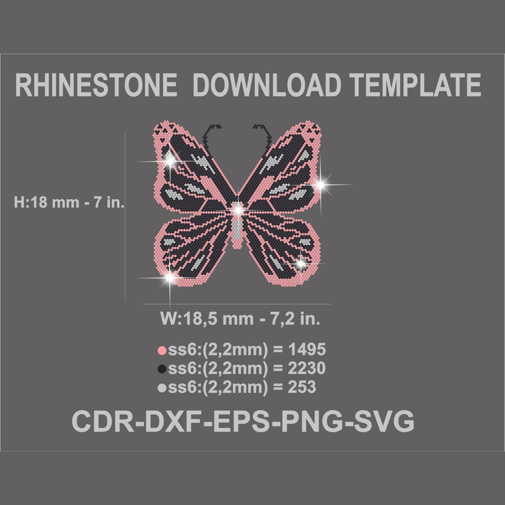 Butterfly Rhinestone Pattern, SVG Pattern, Butterfly Design, Butterfly ...