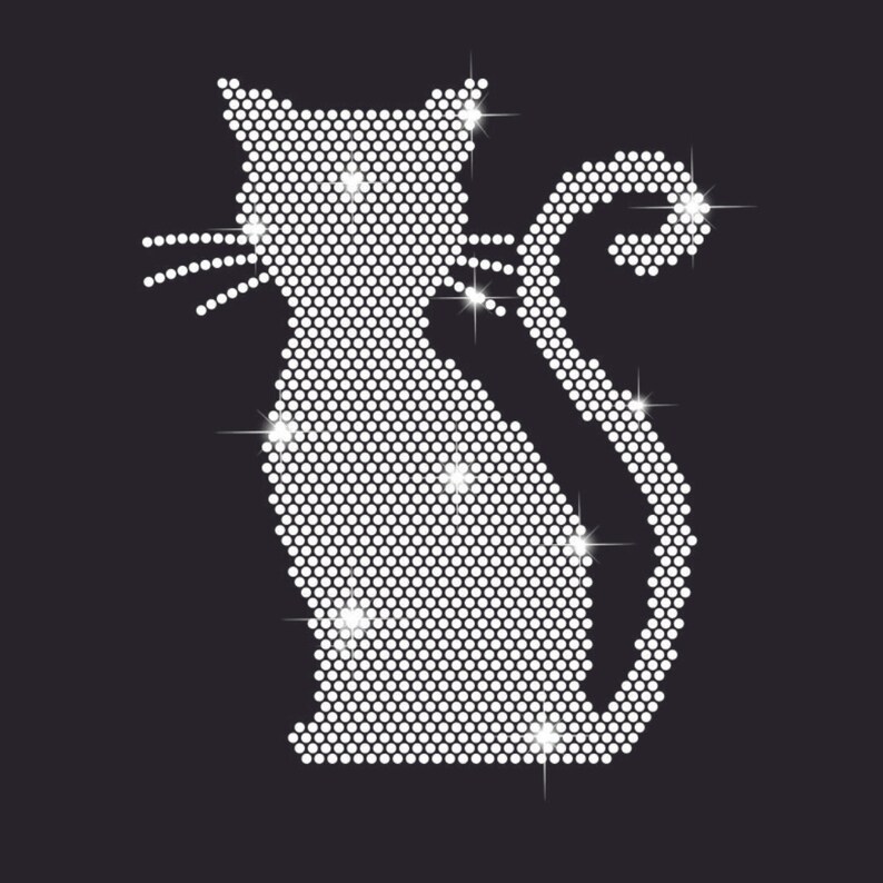 Cat Rhinestone Template SVG File Instant Download, Cat Rhinestone ...