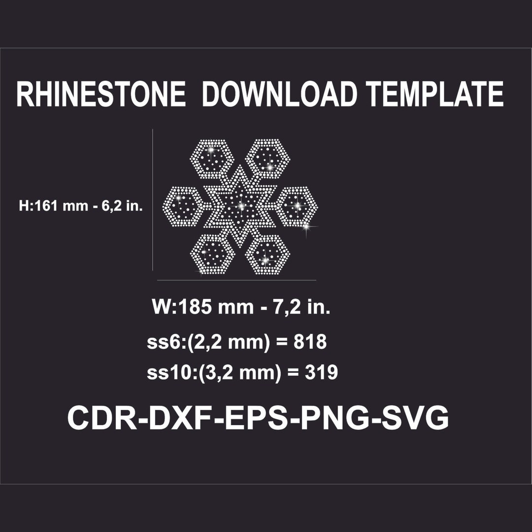 Snowflake Rhinestone Tamplate SVG File Instant Download, Snowflake ...