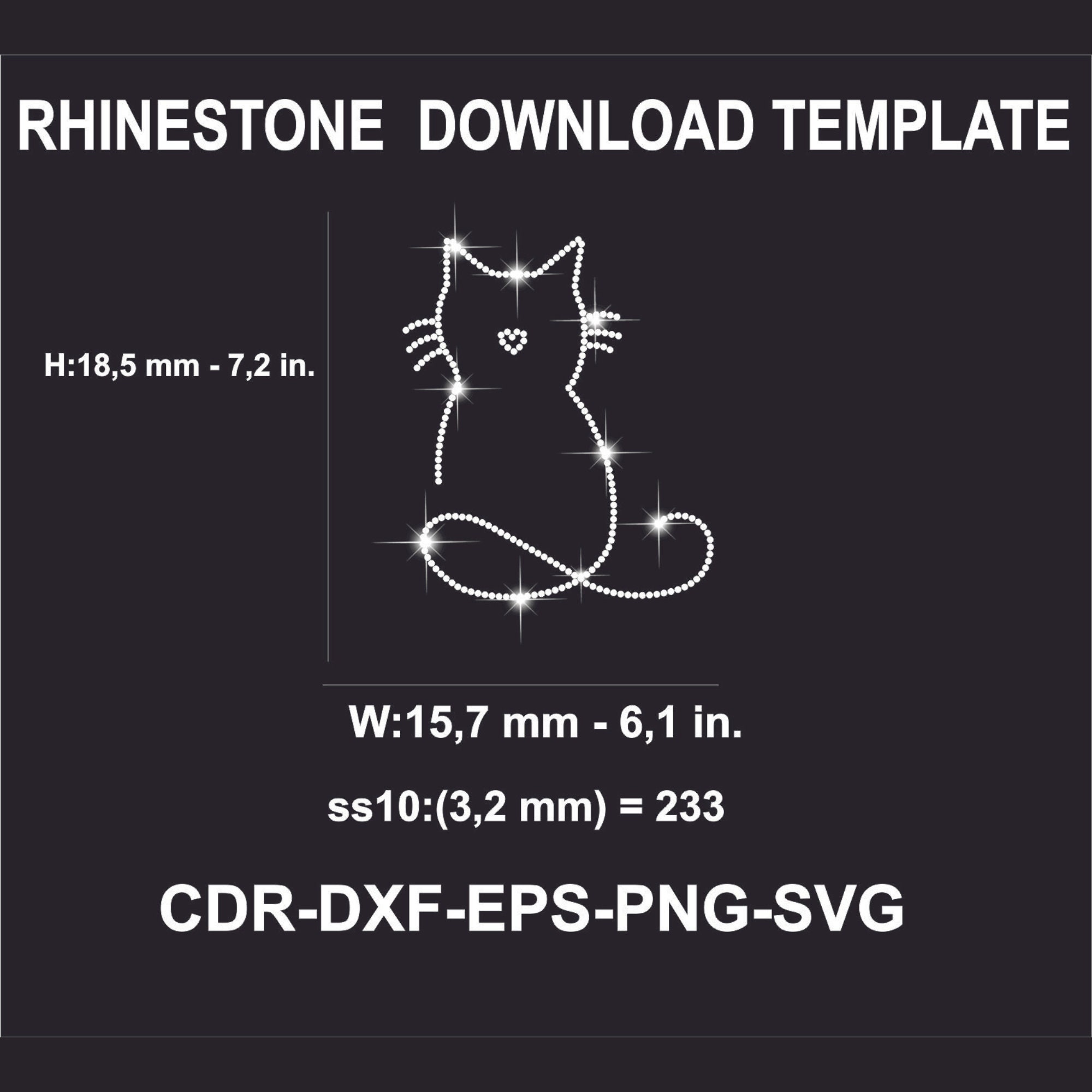 Cat Rhinestone Pattern, SVG Pattern, Cat Design, Cat Rhinestone ...