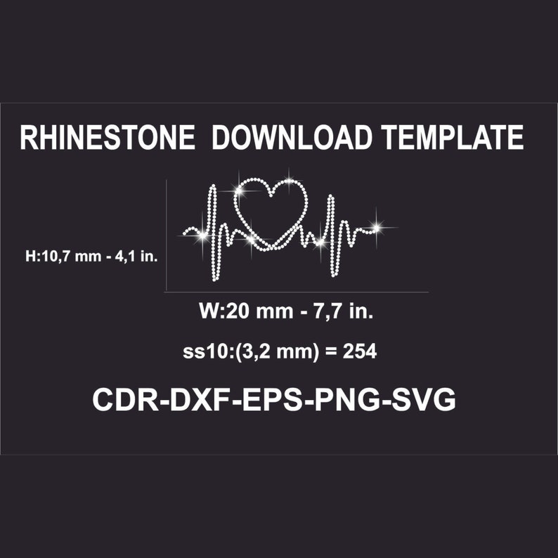 Heartbeat Rhinestone Pattern, SVG Pattern, Heartbeat Design, Heartbeat ...