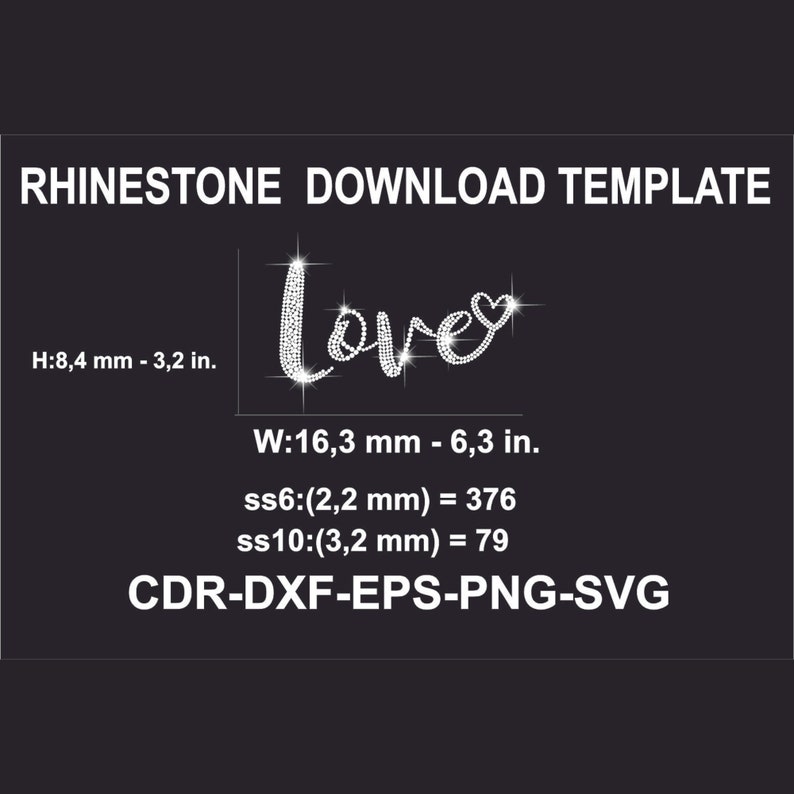 Love Rhinestone Pattern, SVG Pattern, Love Design, Love Rhinestone ...