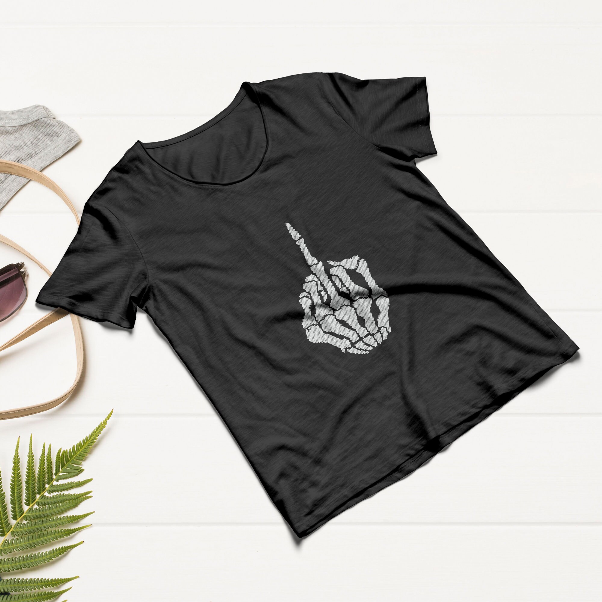 Skeleton Middle Finger Pattern Rhinestone Template Middle - Etsy