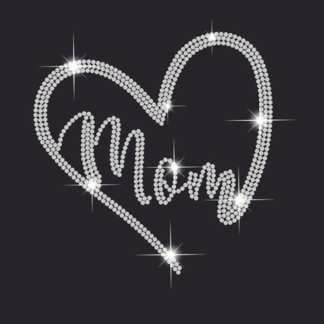 Mom Heart Rhinestone Pattern, SVG Pattern, Mom Heart Design, Mom Heart ...