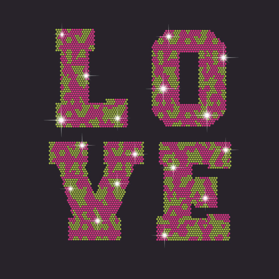 Love Rhinestone Template SVG File Instant Download, Love Rhinestone ...