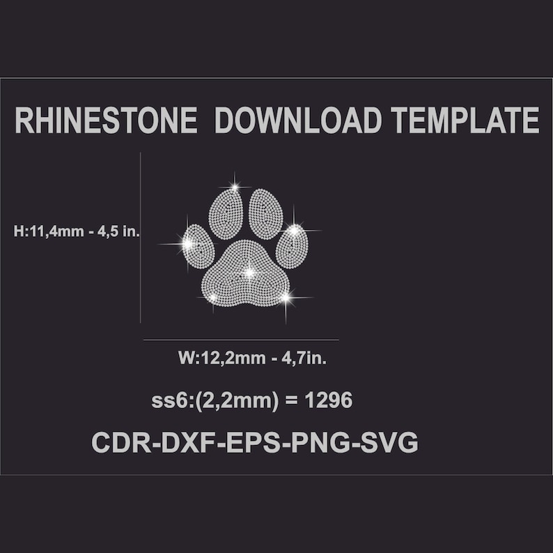 Paw Rhinestone Pattern, SVG Pattern, Paw Design,paw Rhinestone Tamplate ...