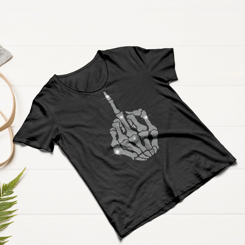 Skeleton Middle Finger Pattern, Rhinestone Template, Middle Finger ...