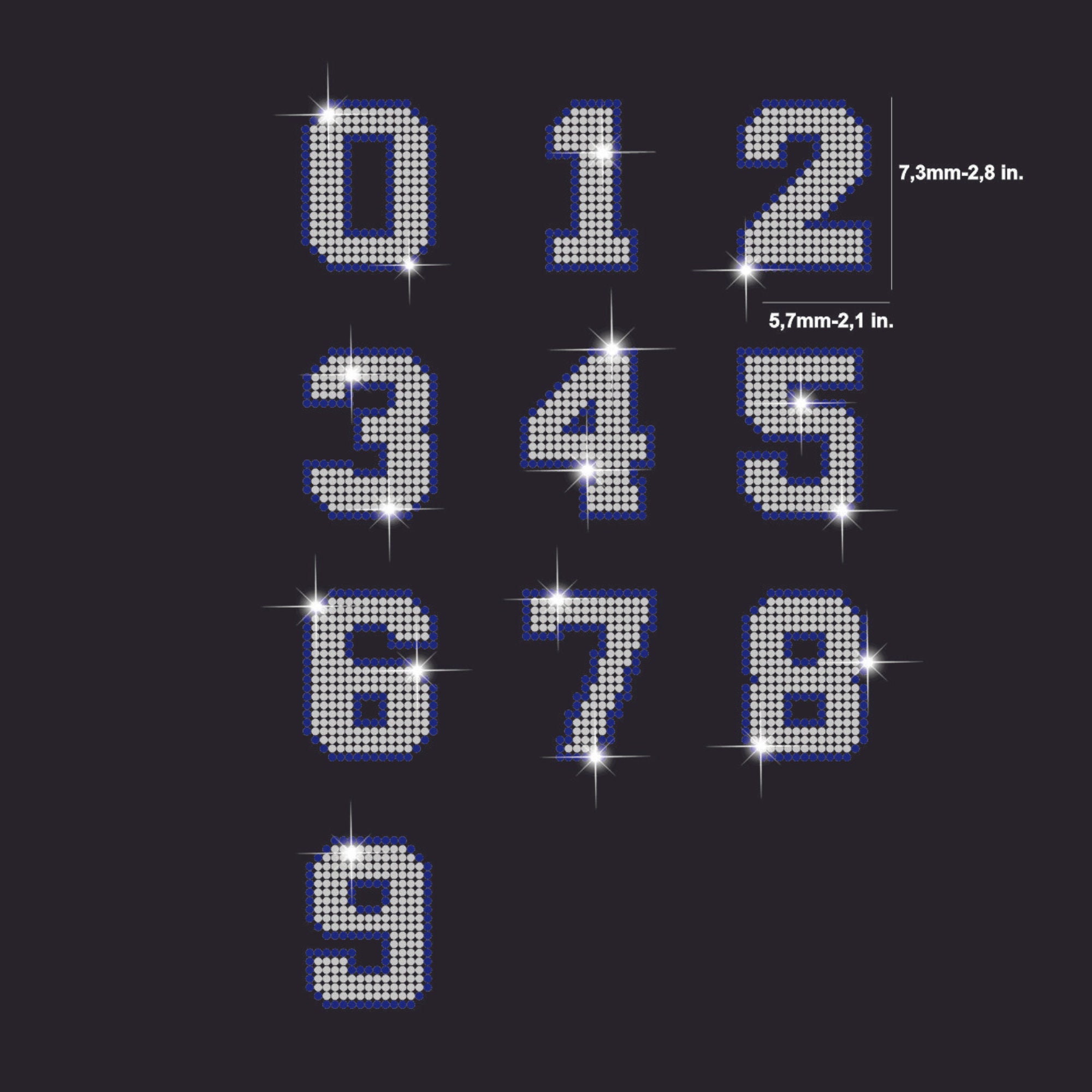 Number Rhinestone Tamplate SVG File Instant Download, Number Rhinestone ...