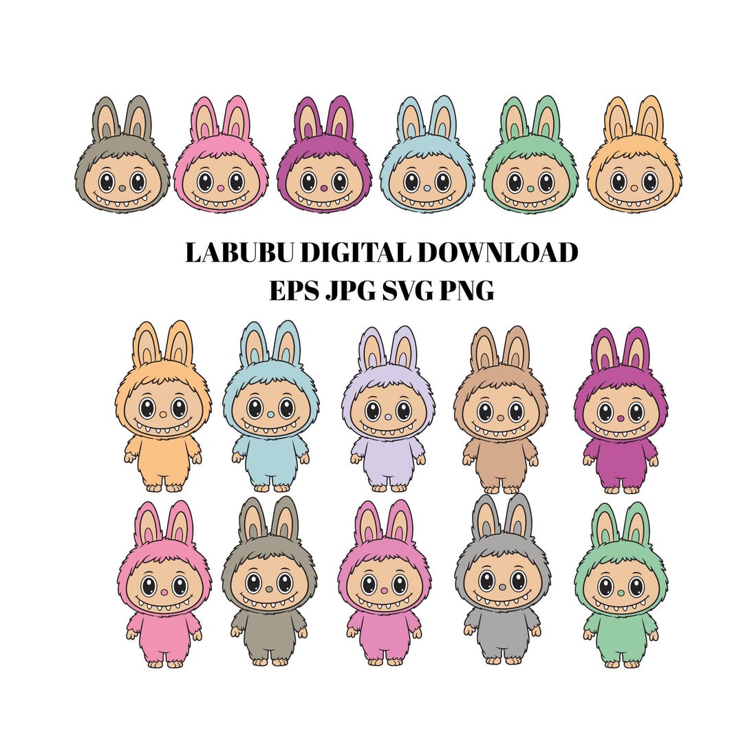Labubu Designs SVG Bundle, Labubu Clipart, Labubu PNG, Cute Labubu ...