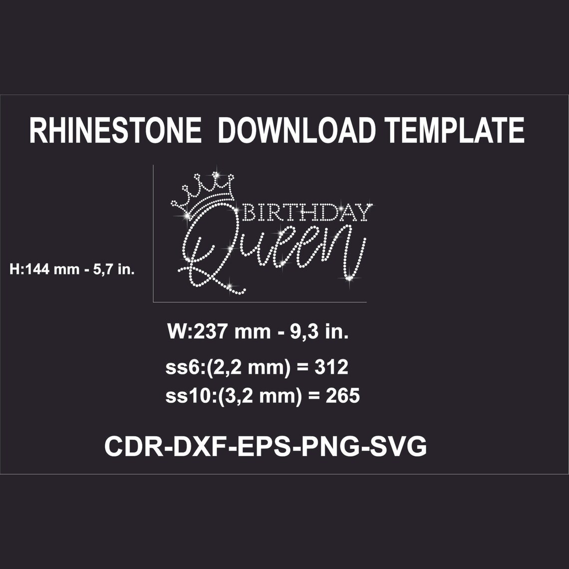 Birthday Queen Rhinestone Pattern, SVG Pattern, Birthday Queen Design ...