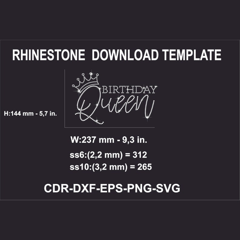 Birthday Queen Rhinestone Pattern, SVG Pattern, Birthday Queen Design ...