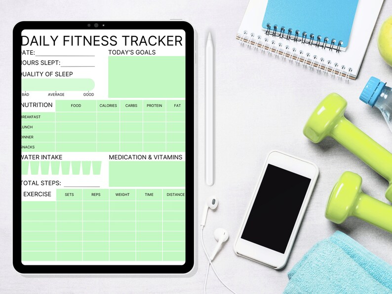 Daily Digital Fitness Planner Nutrition Medication Workout - Etsy
