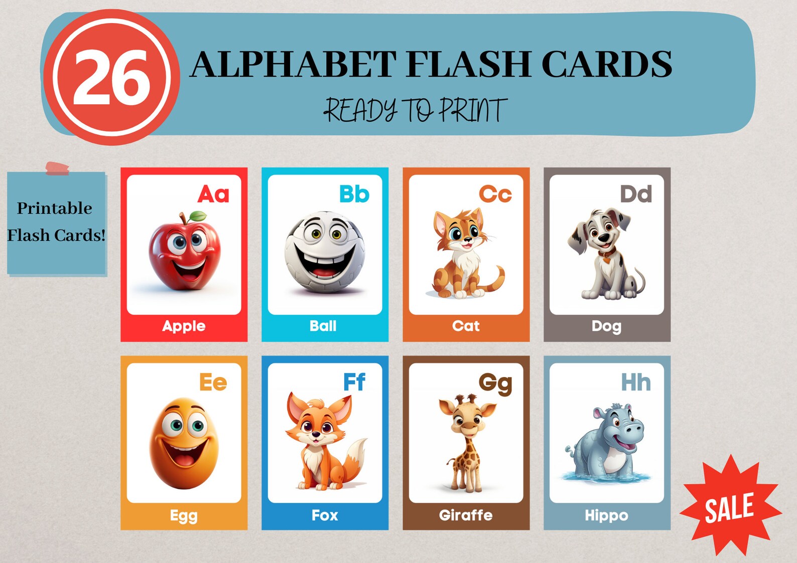 ABC Flash Cards, A-Z Cards, Educational Cards, Learn Abcs, Alphabet ...