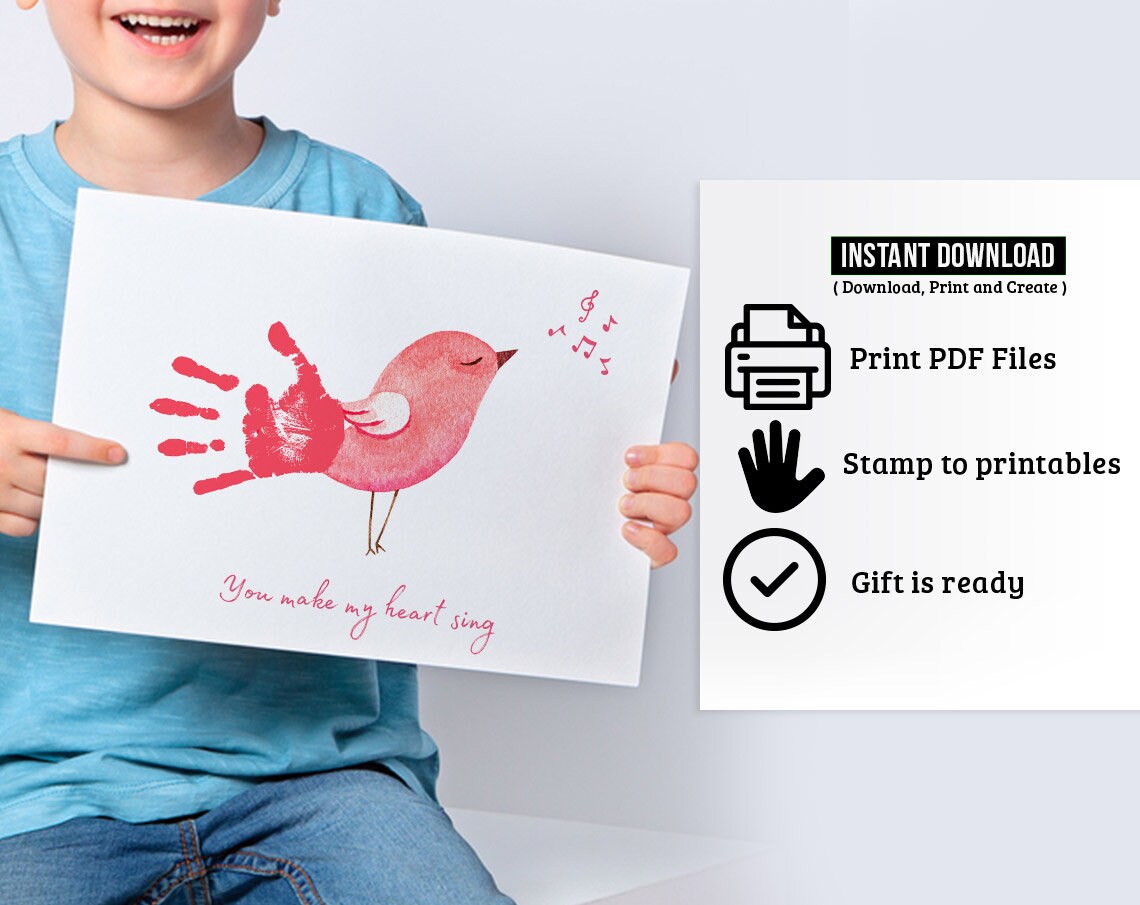 Fathers Day Bird Handprint, Handprint for Fathers Day, Birthday Gift ...