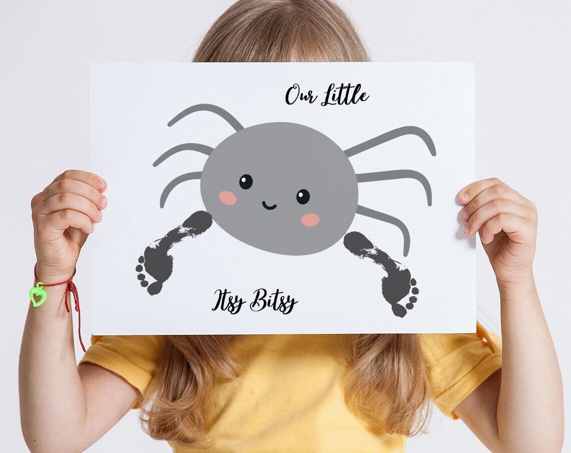 Halloween Spider Footprint Handprint Art, Kids Baby Toddler,halloween ...