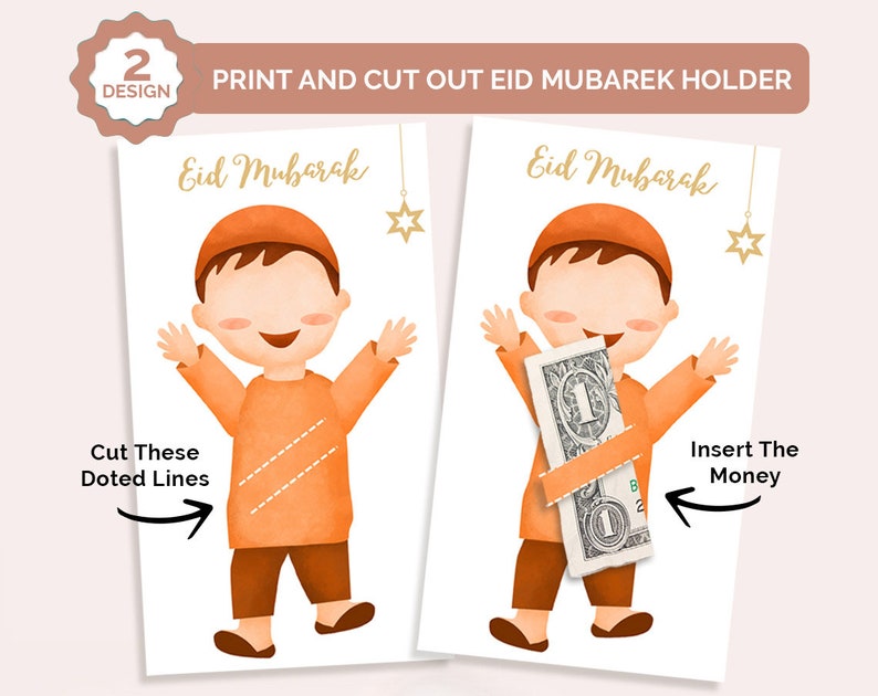 2 Eidi Money Holder, Money Holder Card, Gift Card Holder, Eid Mubarak ...