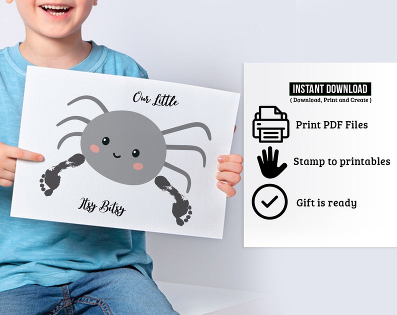 Halloween Spider Footprint Handprint Art, Kids Baby Toddler,halloween ...