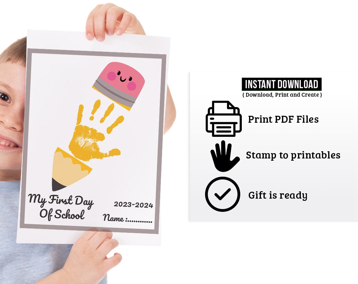 First Day of Preschool Handprint Art, First Day of School Handprint ...