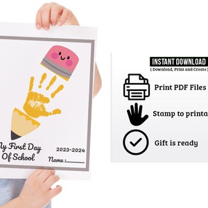 First Day of Preschool Handprint Art, First Day of School Handprint ...