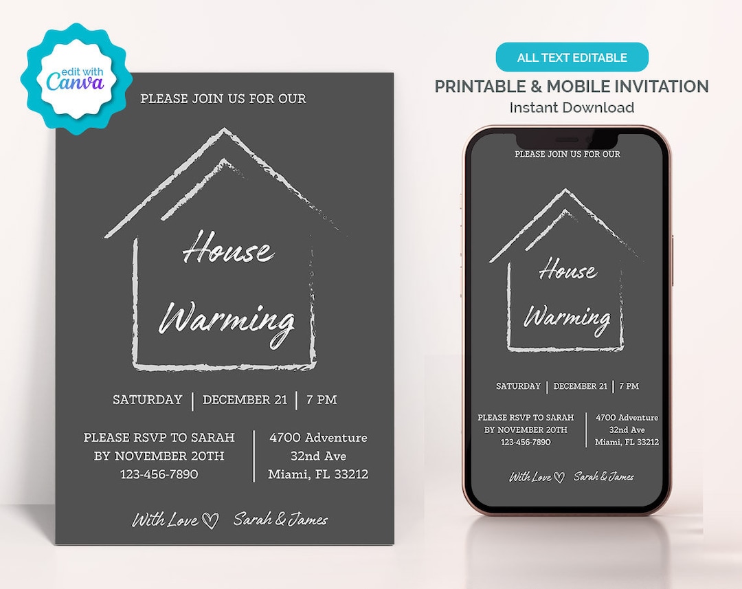 Digital Housewarming Party Invitation, Housewarming Invite, Minimal ...