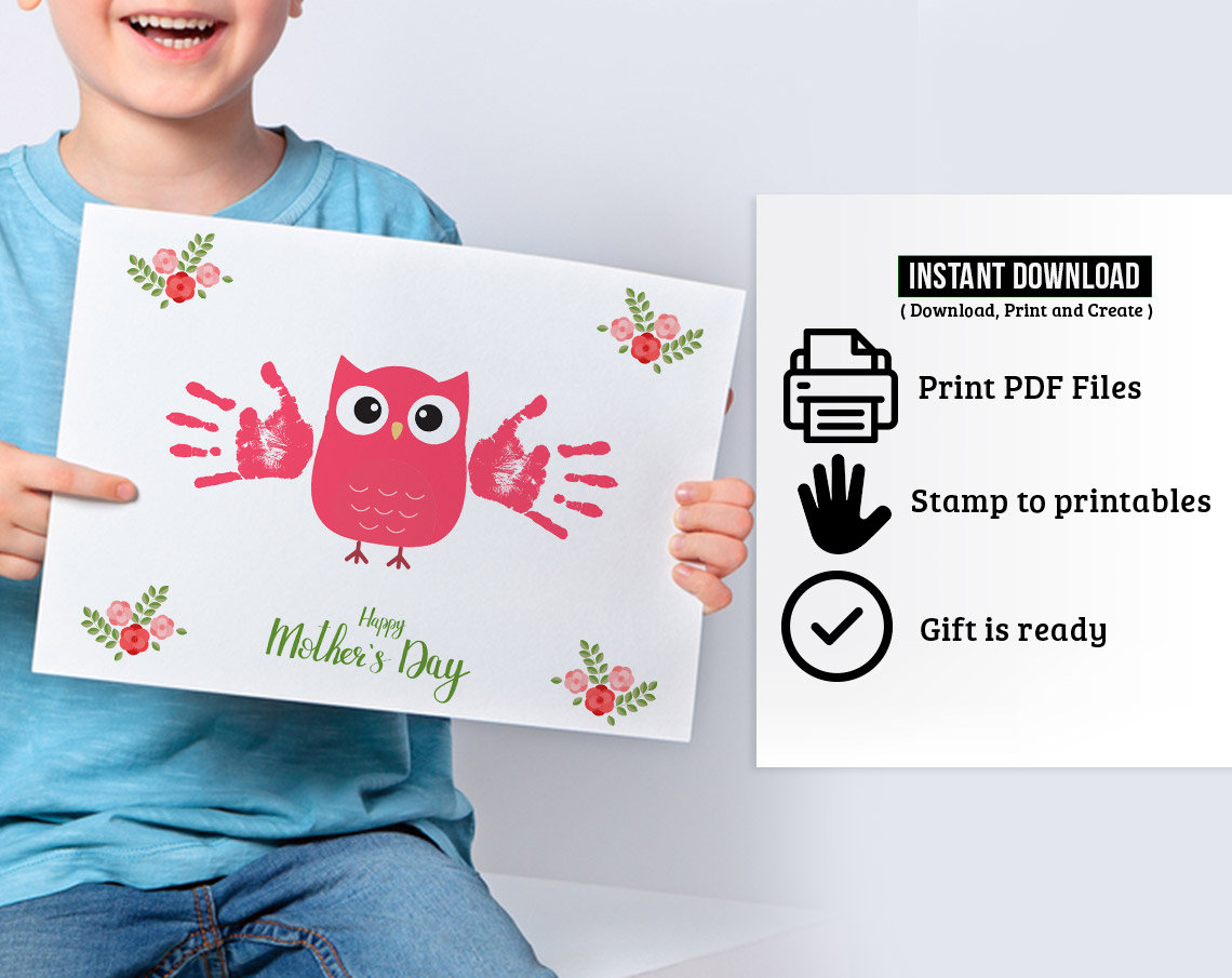 Mother's Day Printable , Owl Handprint Art, Mothers Day Handprint Art ...