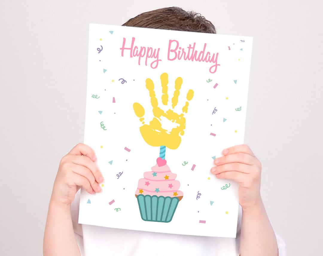 Cupcake Birthday Handprint Art, Preschool Craft for Toddlers, DIY Hand ...