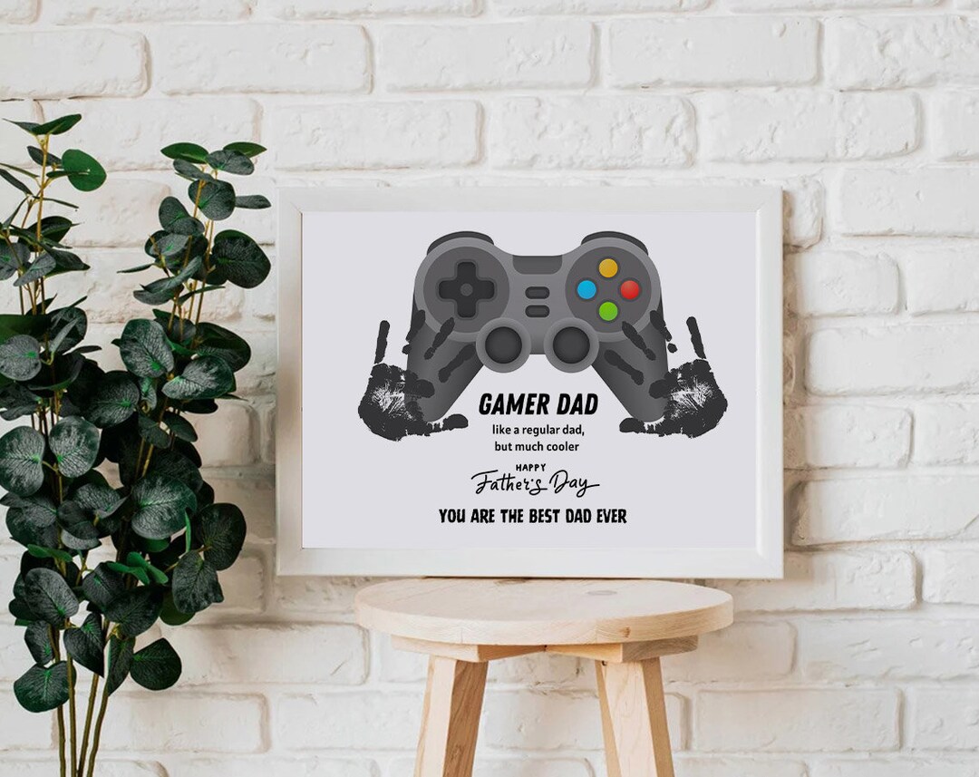 Gamer Dad Handprint Fathers Day, Handprint Gift for Dad From Kids ...