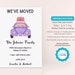 Editable Moving Anouncement Invitation, Purple Beetle Moving Invitation ...