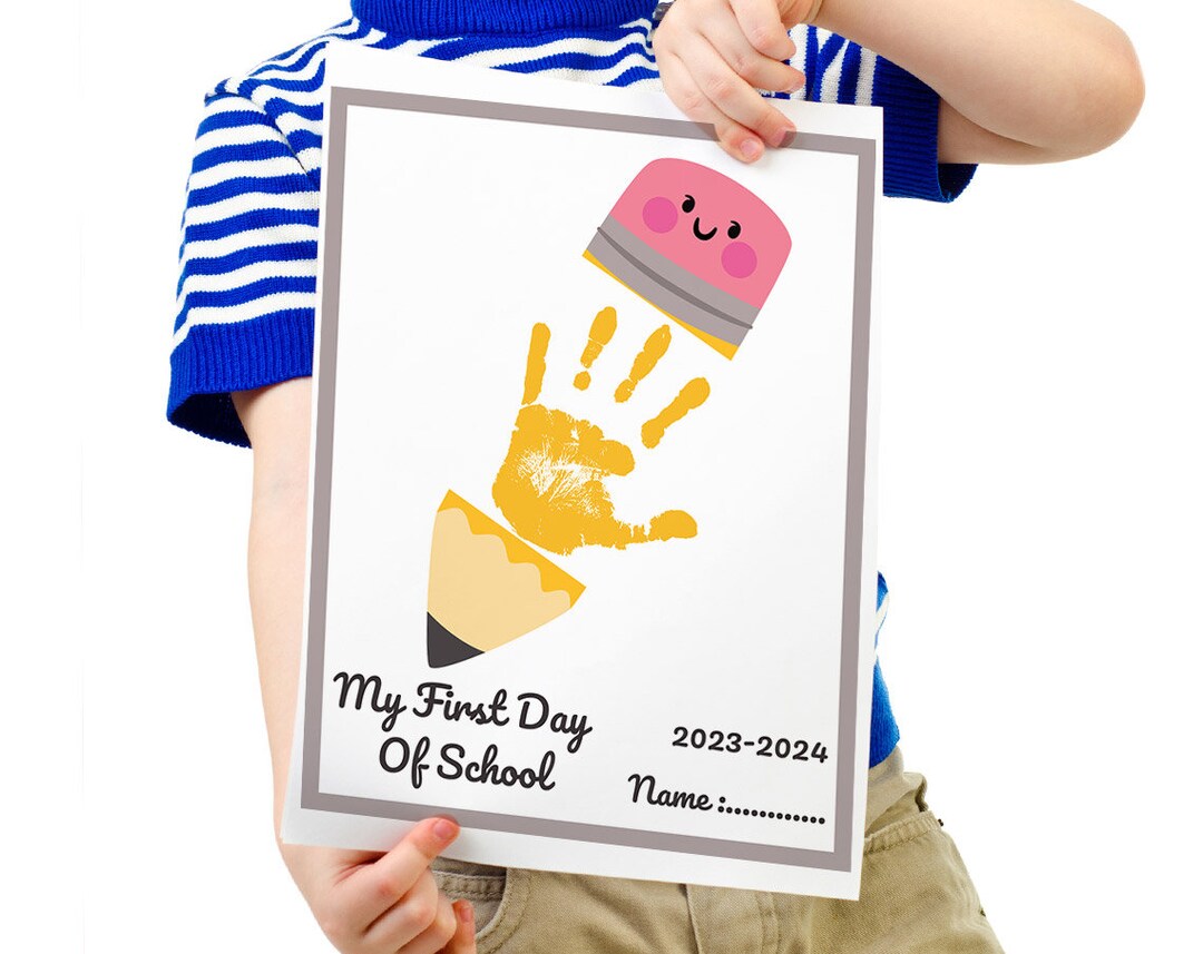 First Day of Preschool Handprint Art, First Day of School Handprint ...