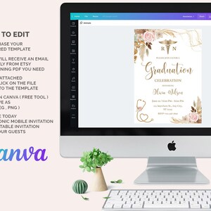 Editable Nurse Graduation Invitation, Digital Nursing Graduation Party ...