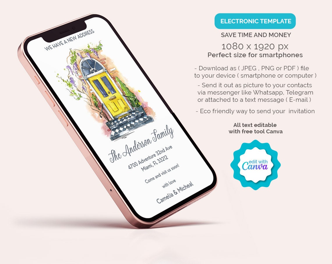 Moving Announcement Digital Download Template, Printable or Electronic ...