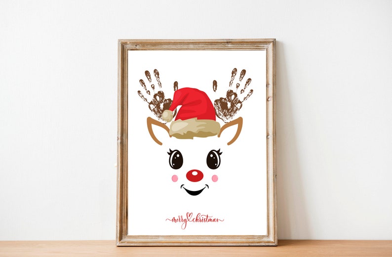 Christmas Handprint Art, Christmas Reindeer Handprint Art Craft for ...