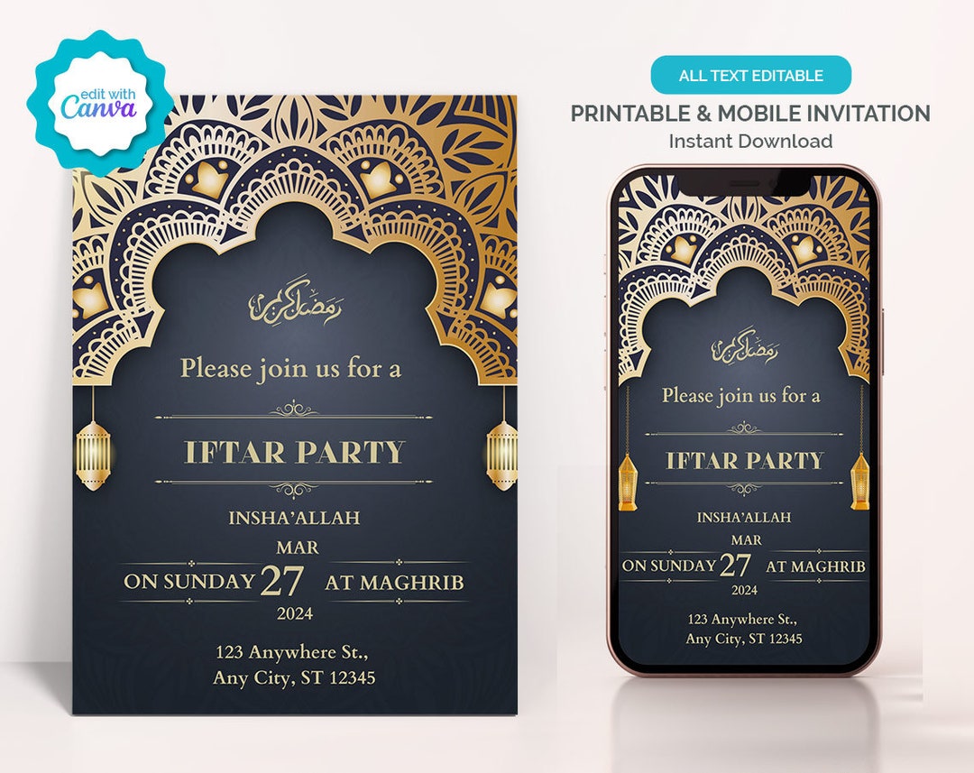 Editable Iftar Dinner Invitation, Ramadan Iftar Party Invitation ...