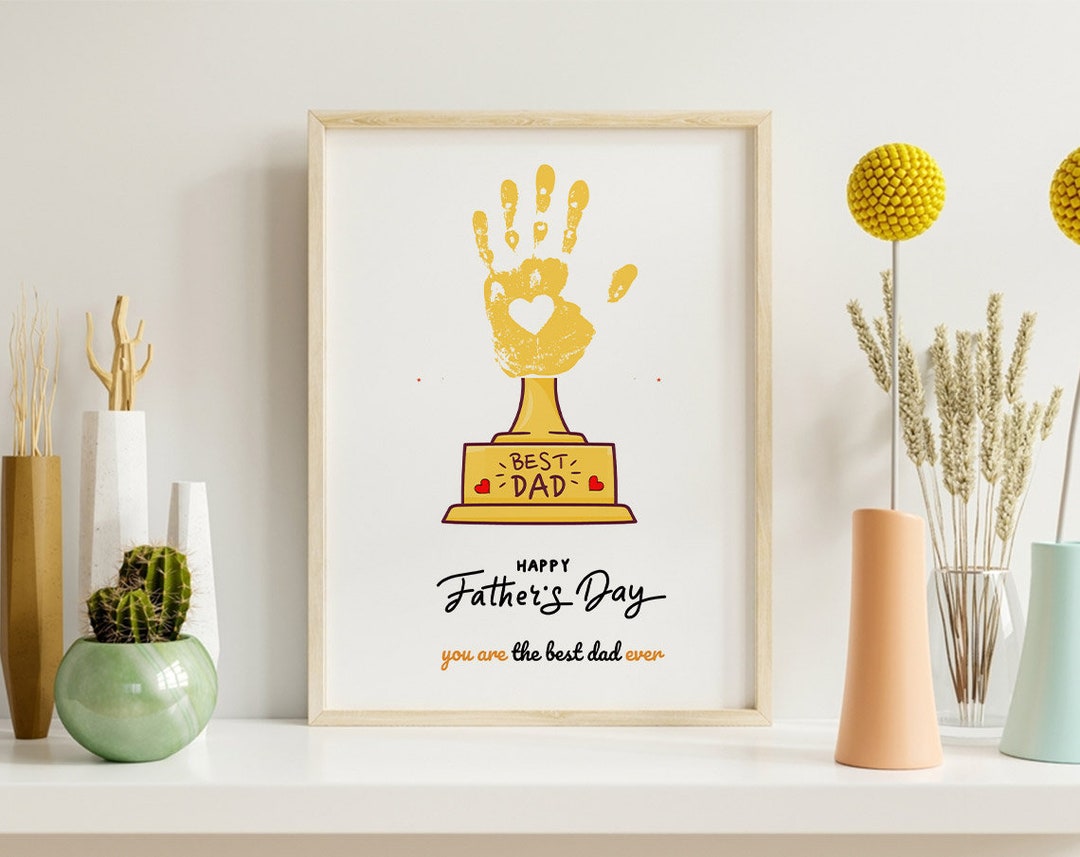 Father's Day Handprint Art Craft, Best Dad Award Handprint, Worlds Best ...