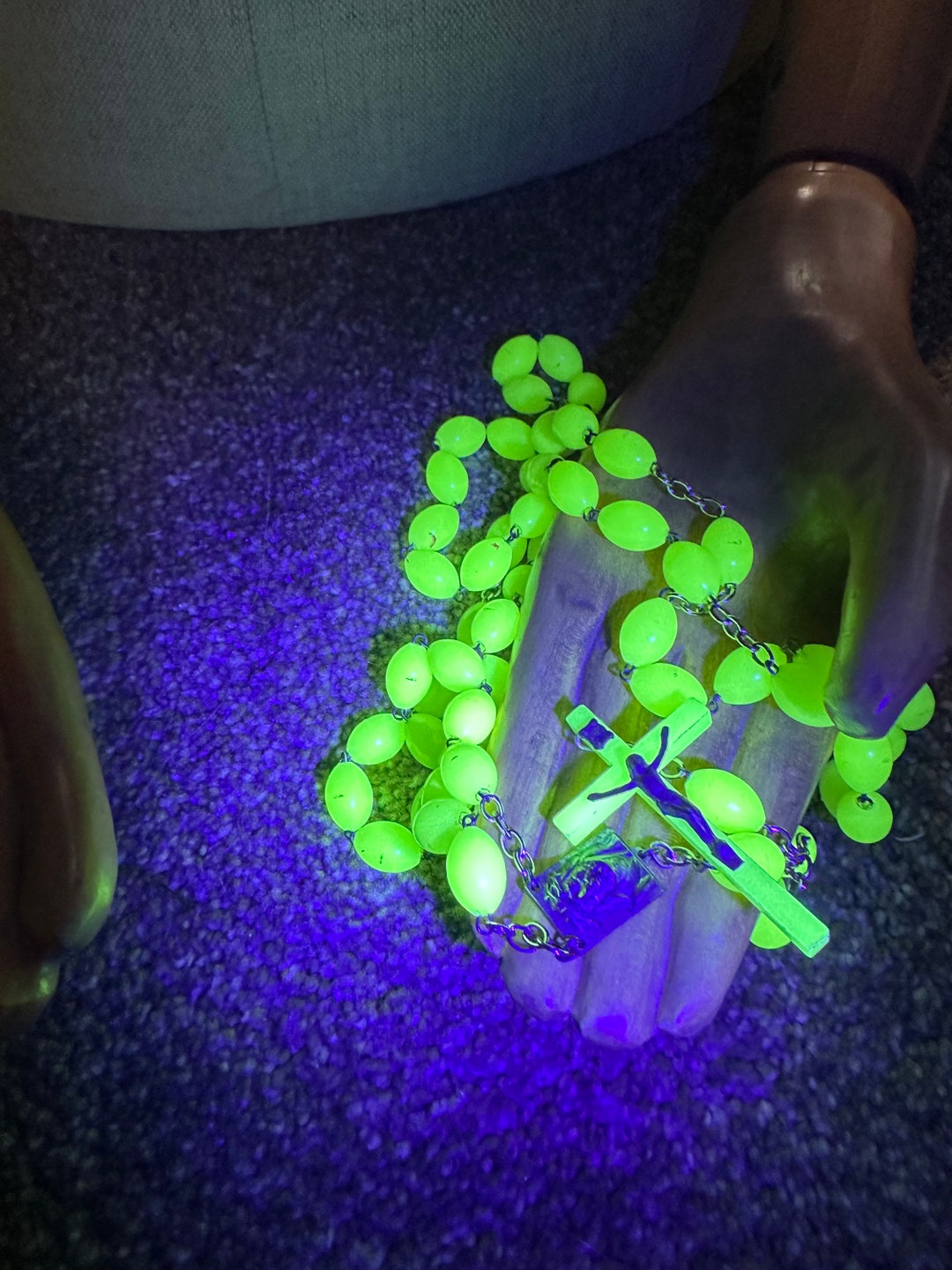 Vintage 50s 60s Glow-in-the-dark Rosary 31 Inches Goth Religious ...