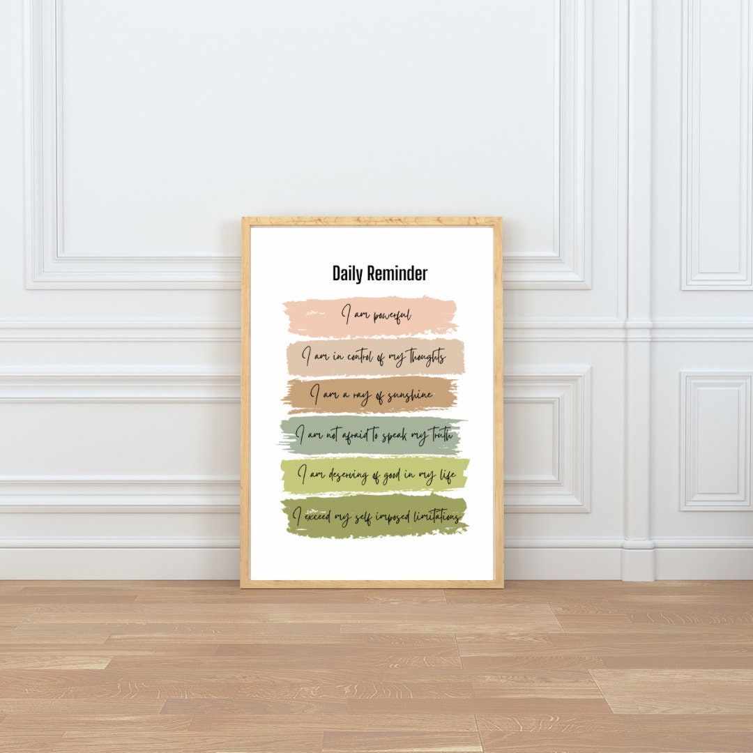 Positive Affirmations | Motivational Sayings | Daily Reminder Art Print ...
