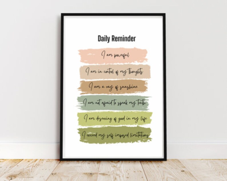 Positive Affirmations Motivational Sayings Daily Reminder Art Print ...