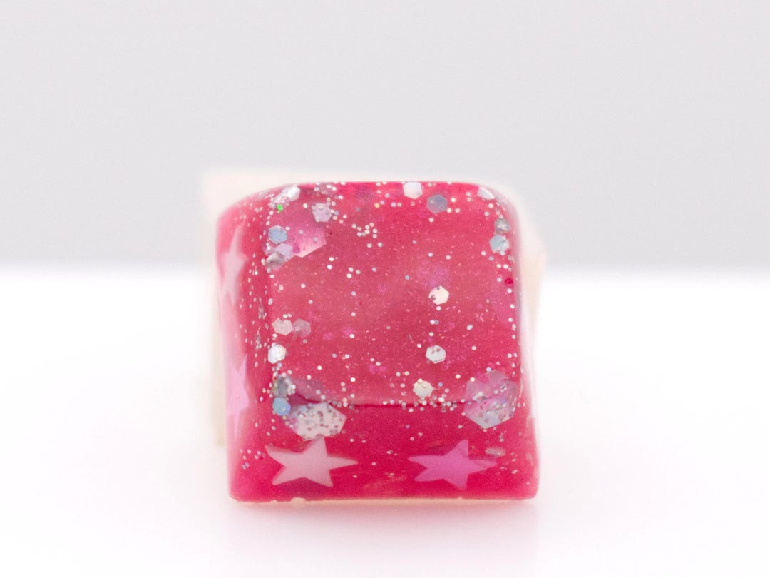 Pink Star and Glitter Keycap || Resin Art || DIY Mechanical Keyboard ...