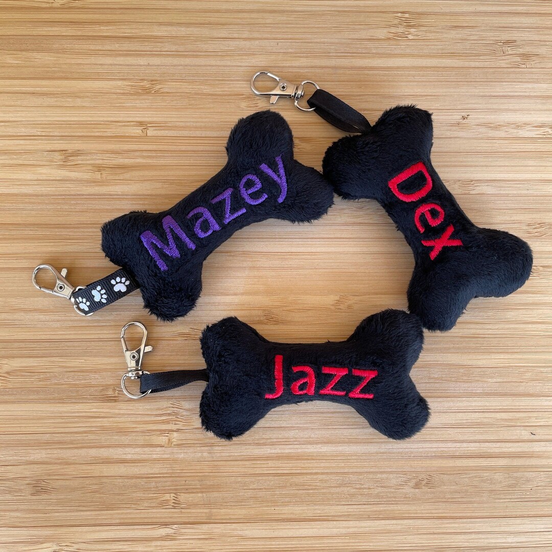 Custom Embroidered Dog Bone Keychain Gift for Dog Walker, Dogmom ...