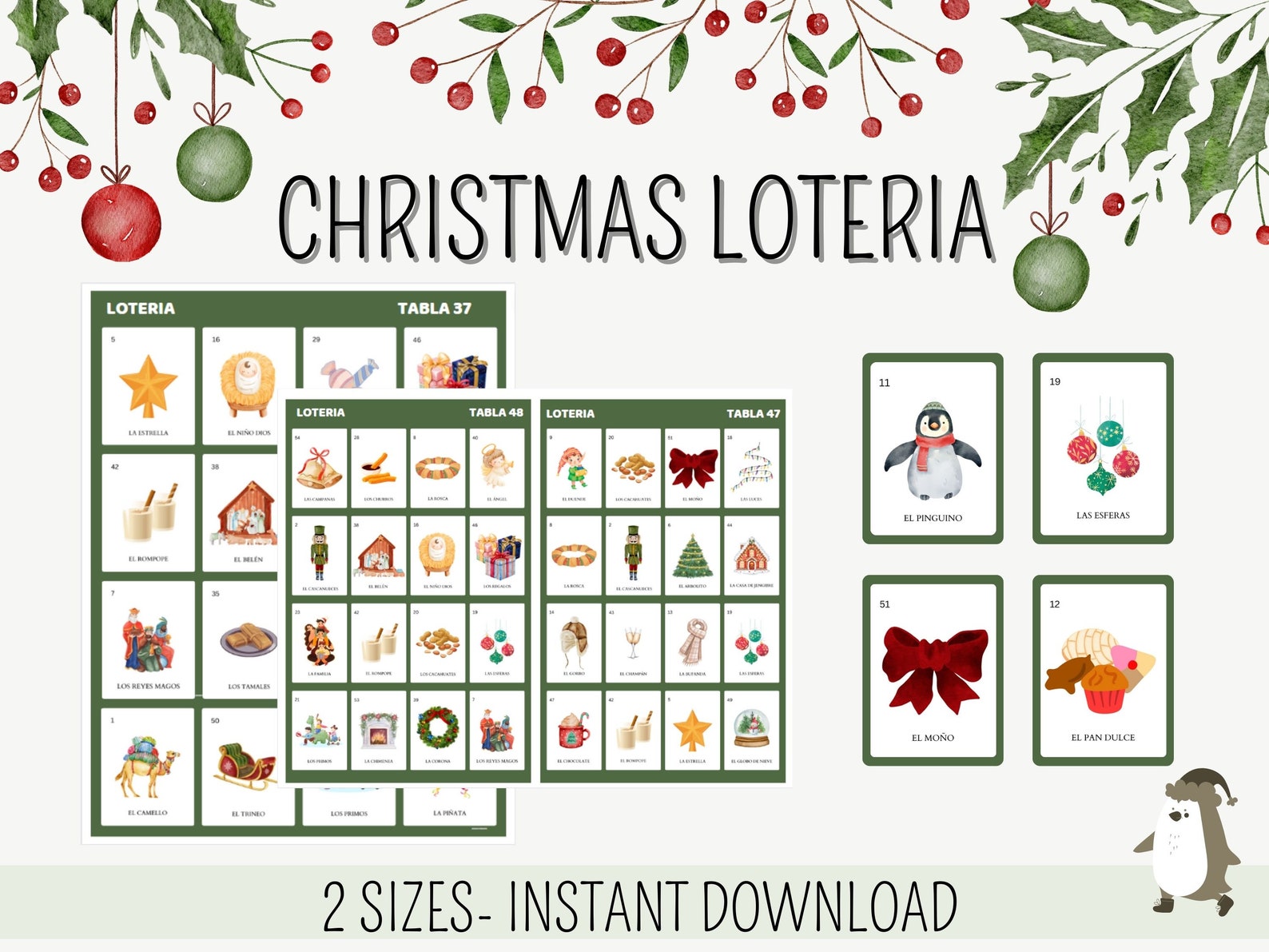 Christmas Loteria/ Printable Christmas Loteria/ Loteria/ Spanish ...