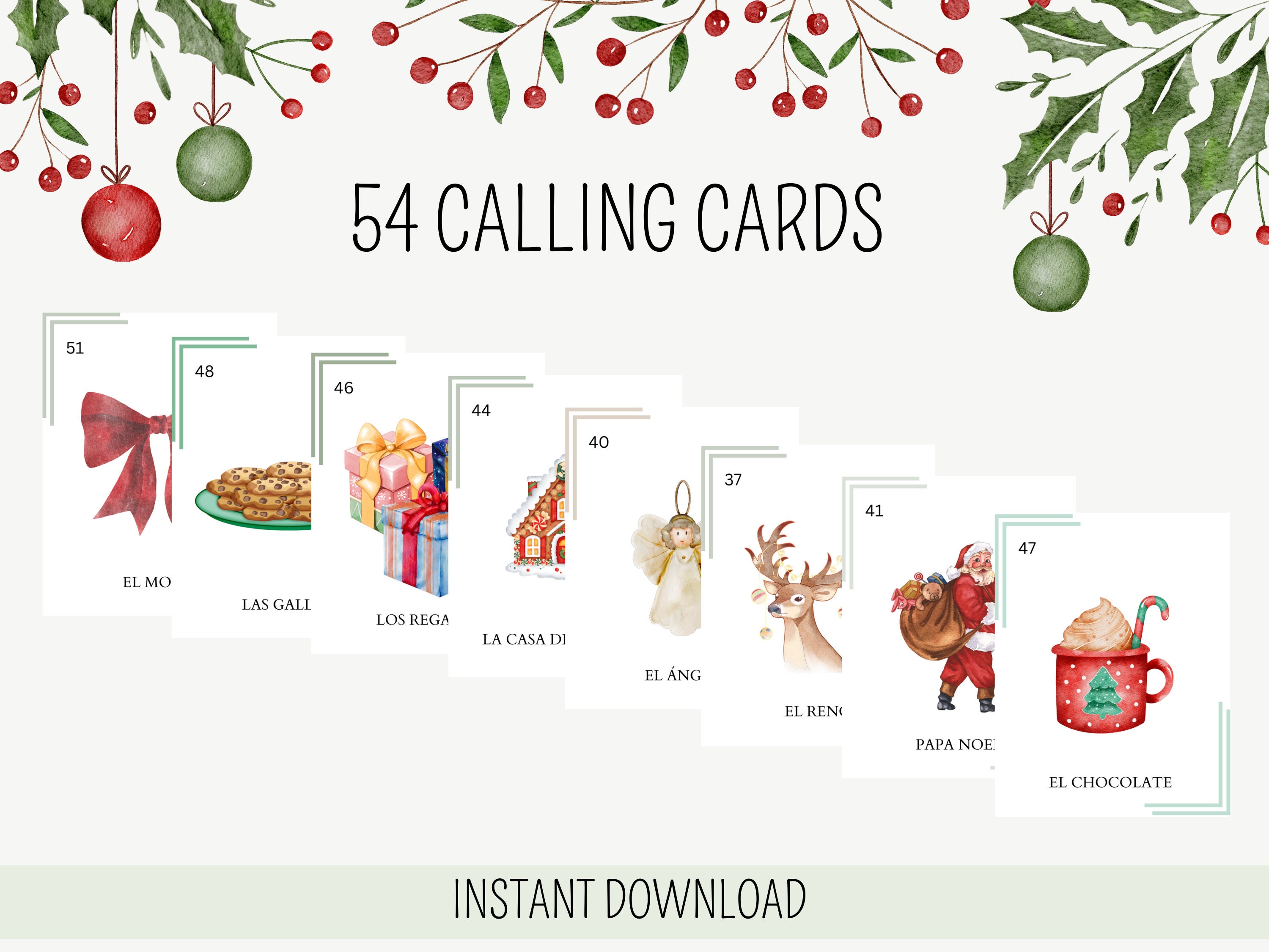 Christmas Loteria/ Printable Christmas Loteria/ Loteria/ Spanish ...