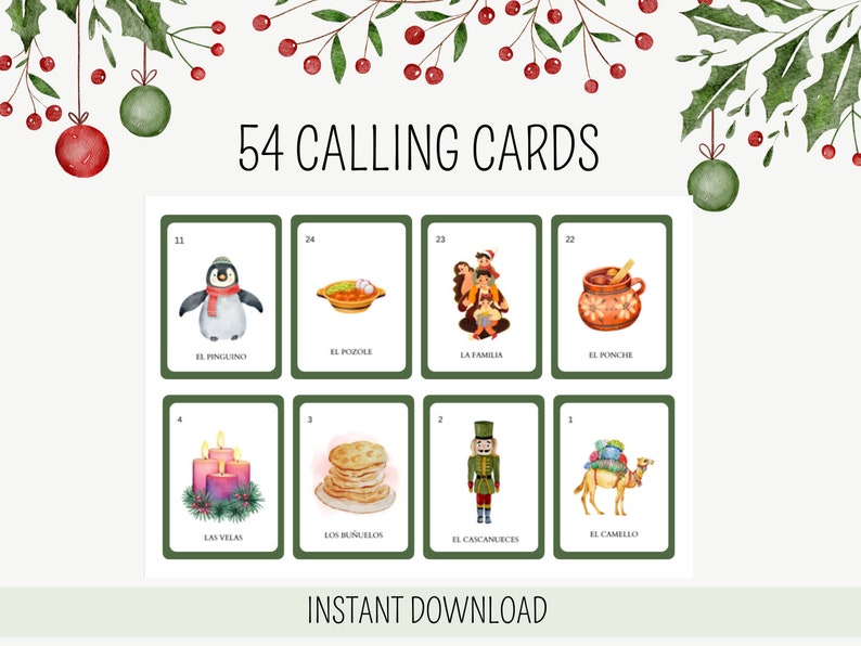 Christmas Loteria/ Printable Christmas Loteria/ Loteria/ Spanish ...