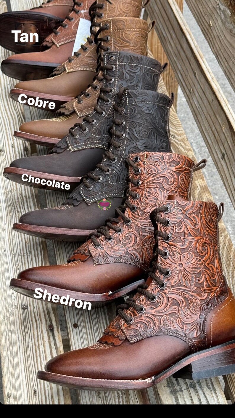 Botas Lacer Shedron Leather Tooled Boots - Etsy