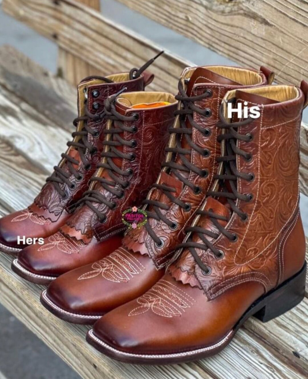 WIDE Botas Lacer Shedron Leather Tooled Wide Boots - Etsy