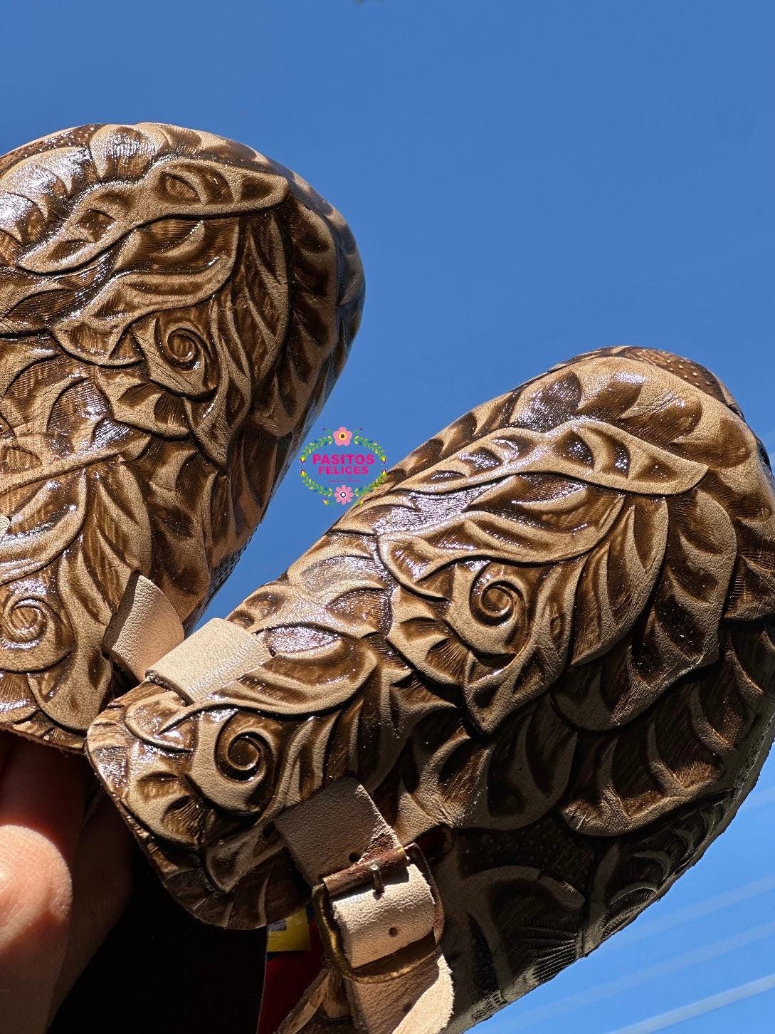 Rose Corcho Slides - Hand Tooled Leather Rose Slides - Etsy