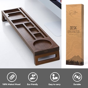 Walnut Wood Desk Organizer: Tablet, Phone, Book Stand - Etsy