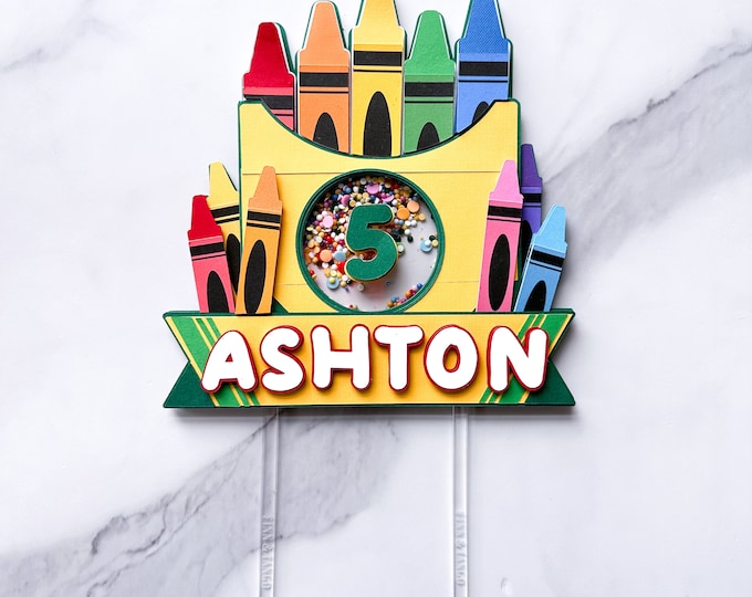 Crayon Cake Topper | Color Crayoka Topper | Party Decoration | Cake ...