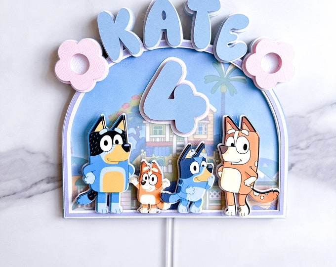 Blue Dog Cake Topper, Dog Cake Shaker Topper, Cake Topper, Party ...